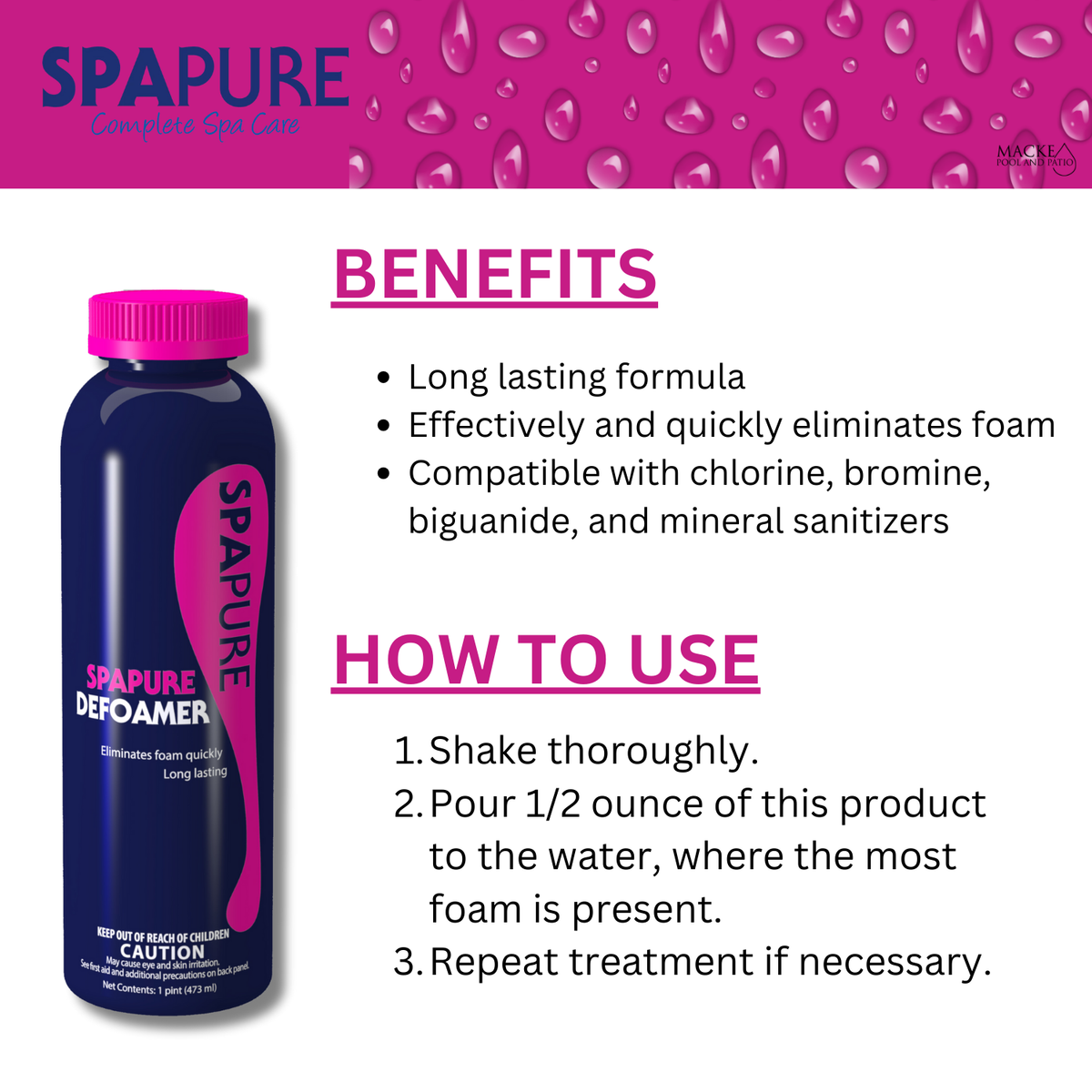 SpaPure Defoamer 1 pt– Macke Pool & Patio